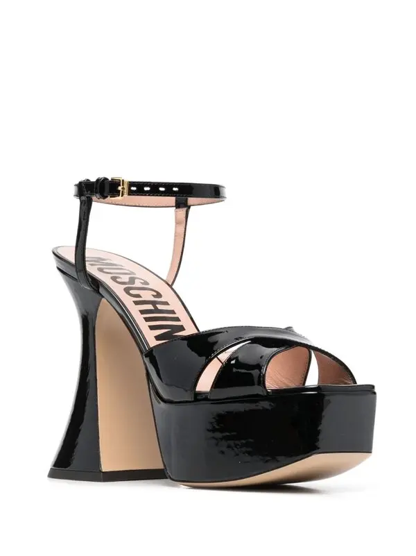 Moschino Patent Leather Platform Sandals - Black