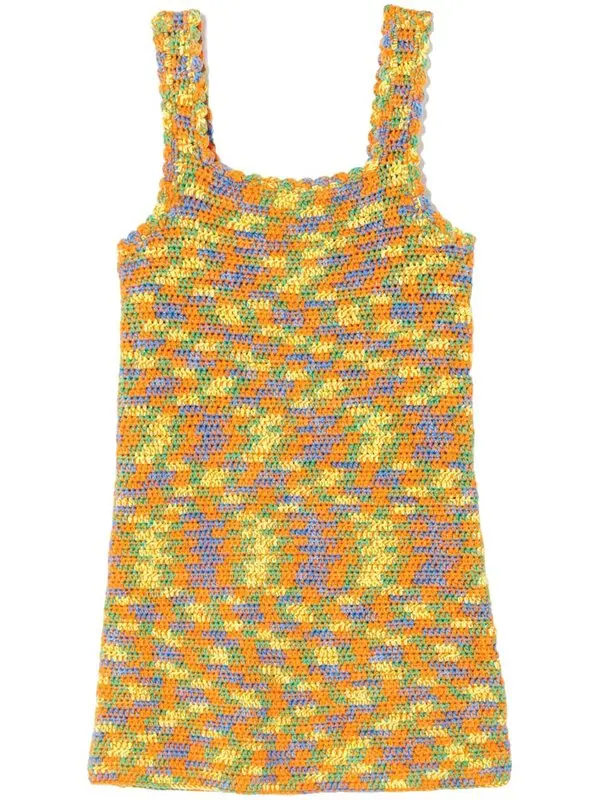 RE/DONE Crochet Knit Sleeveless Dress - Orange