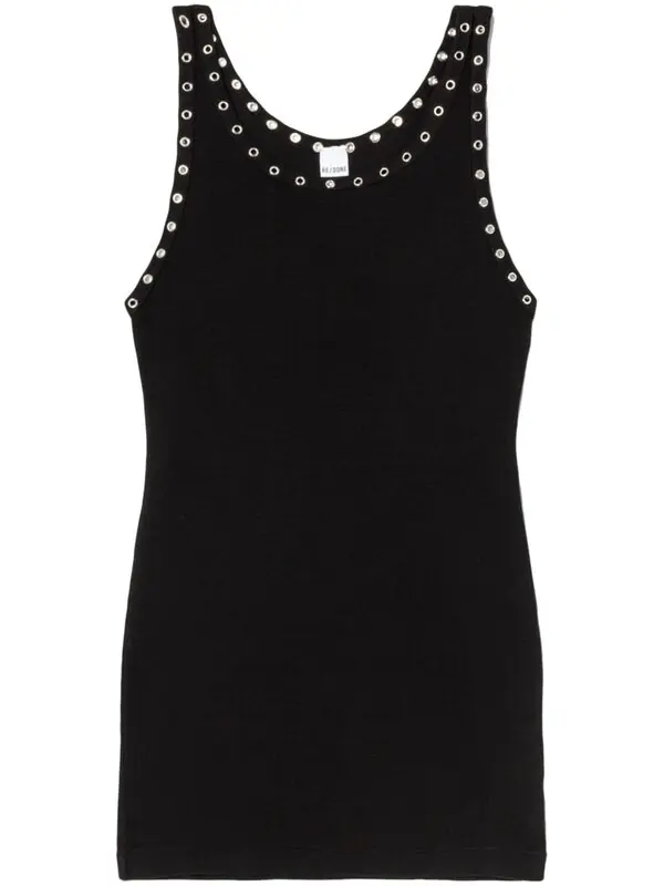 RE/DONE Eyelet Stretch-cotton Tank Dress - Black