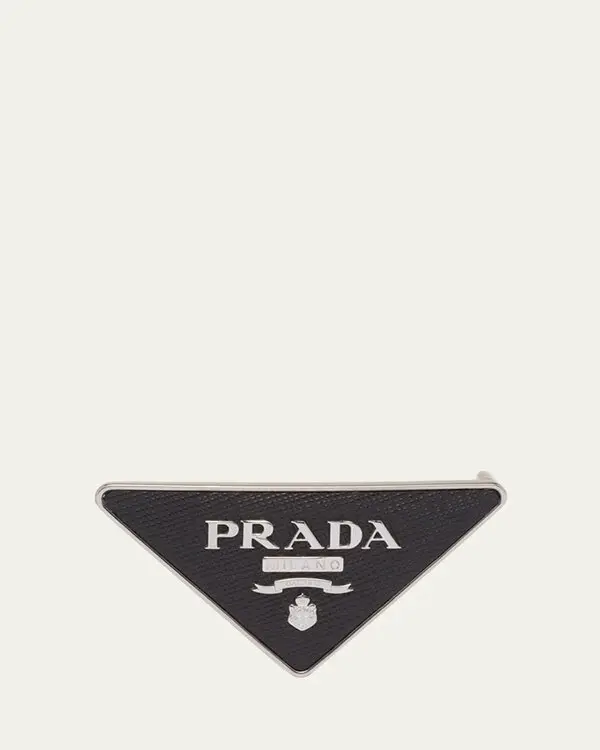 Prada Saffiano Leather Triangle Belt Buckle - Nero