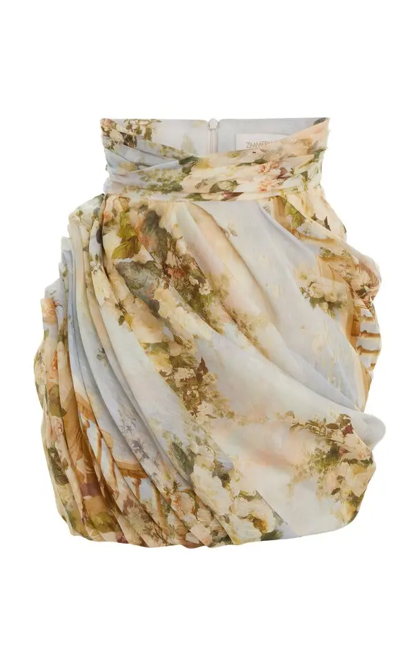 Zimmermann Luminosity Draped Linen-silk Mini Skirt
