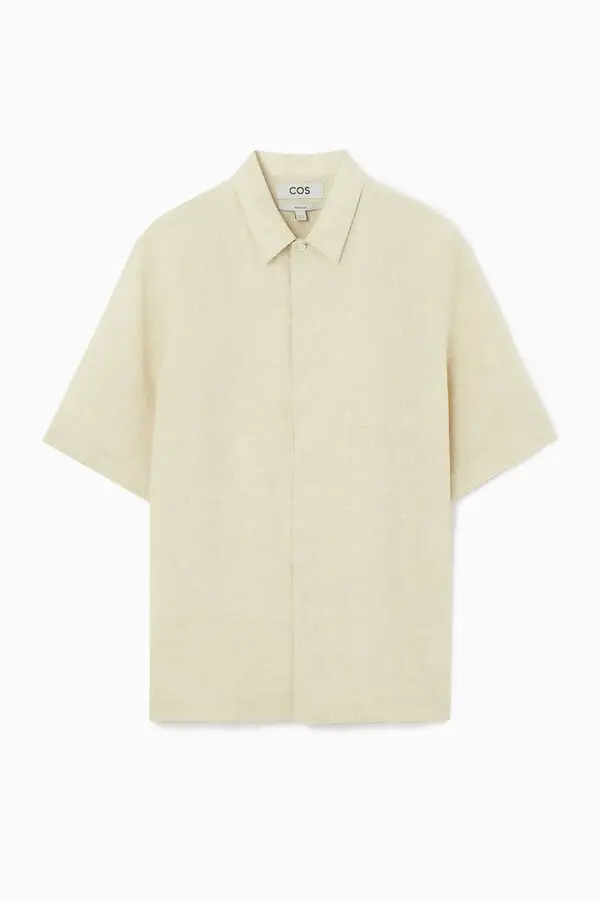 Cos Short-sleeved Linen Shirt - Beige