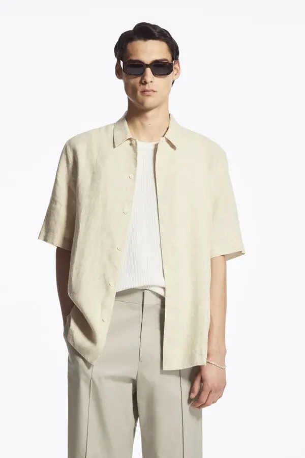 Cos Short-sleeved Linen Shirt - Beige
