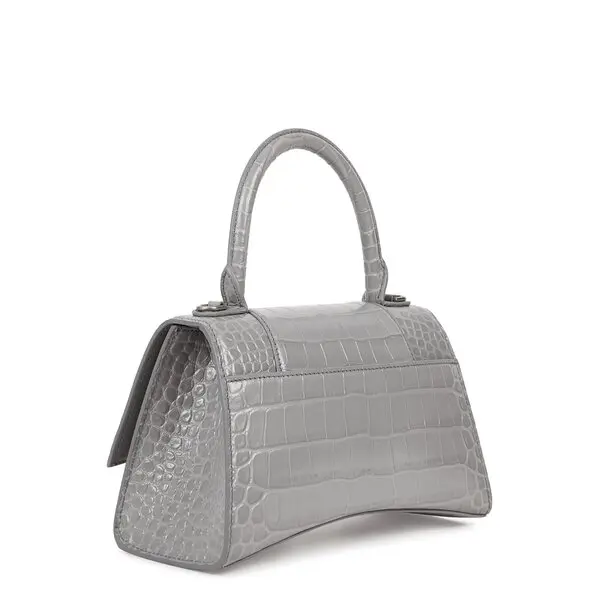 Balenciaga Hourglass Small Crocodile-effect Leather Top Handle Bag