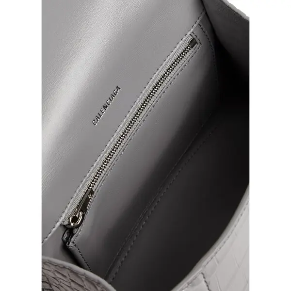 Balenciaga Hourglass Small Crocodile-effect Leather Top Handle Bag