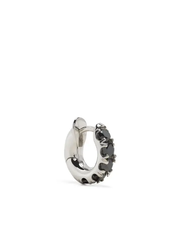 SPINELLI KILCOLLIN Sterling Mini Hoop Earring With Black Diamonds - Silver