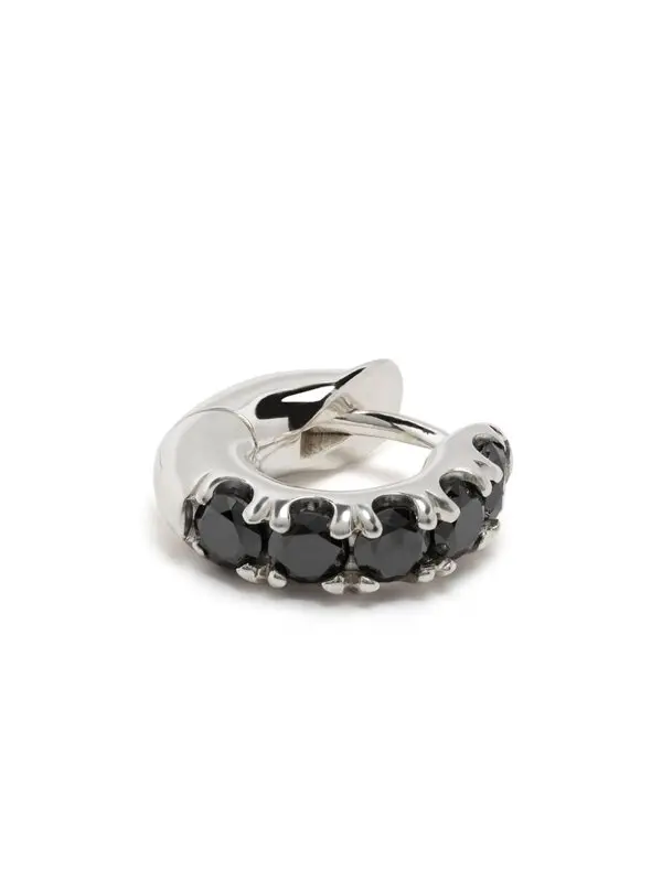 SPINELLI KILCOLLIN Sterling Mini Hoop Earring With Black Diamonds