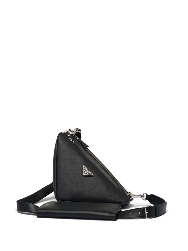 Prada Triangle Saffiano-leather Shoulder Bag - Black