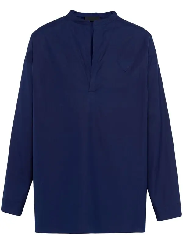 Prada Triangle-logo Cotton Shirt - Blue