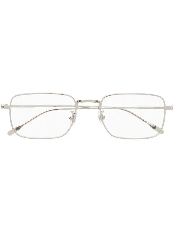 Montblanc Square-frame Optical Glasses With Engraved Detail - Silver