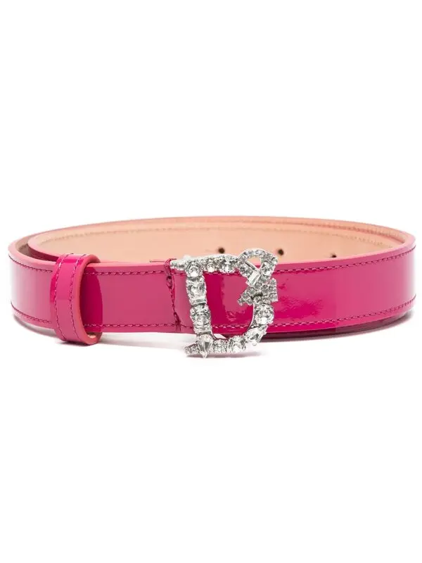 Dsquared2 Patent-finish Crystal-embellished Belt - Pink