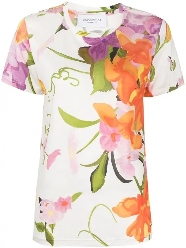 Viktor & Rolf Floral Print Organic Cotton T-shirt - White