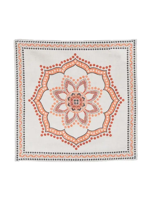 Brunello Cucinelli Mandala Pattern Silk Pocket Square - Neutrals