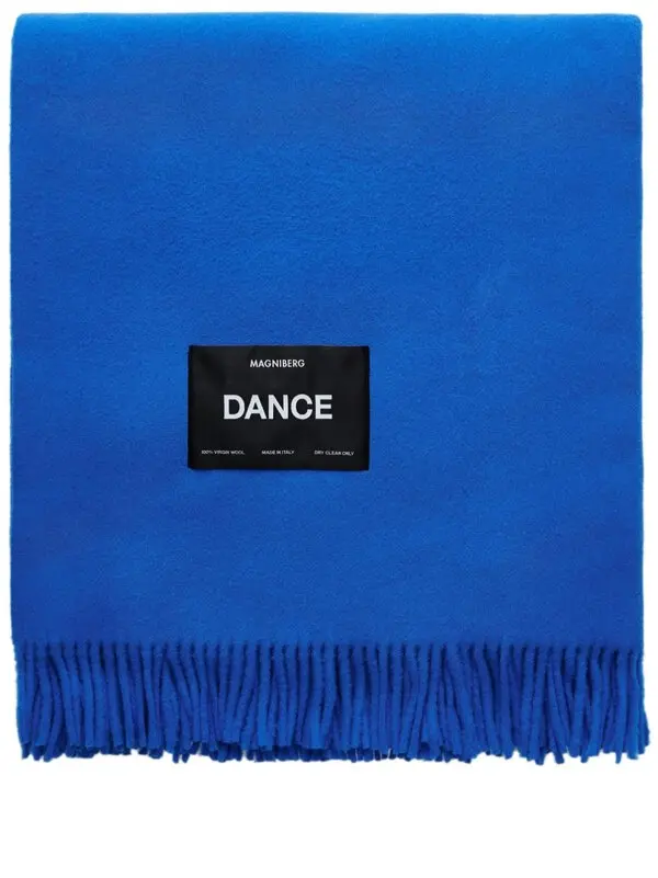 MAGNIBERG Logo-patch Virgin Wool Blanket - Blue