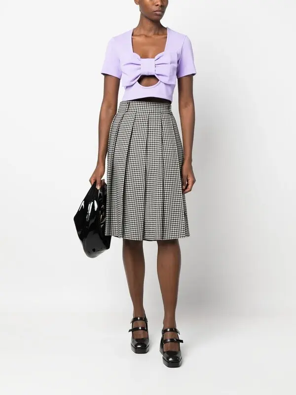 Viktor & Rolf Bow Embellished Cut-out Cropped Cotton Top
