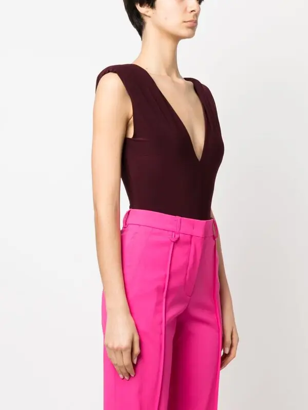 BLANCA VITA Padded-shoulder V-neck Bodysuit