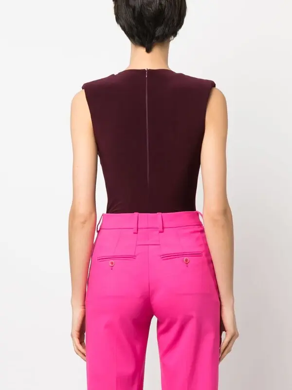 BLANCA VITA Padded-shoulder V-neck Bodysuit