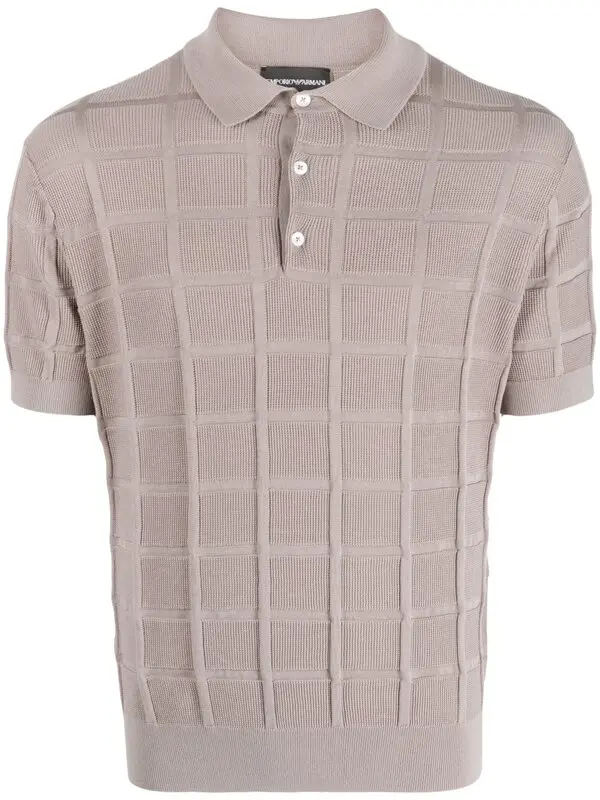 Emporio Armani 3d-knit Cotton Polo Shirt - Grey
