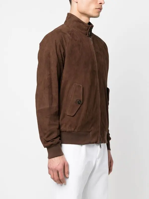 BARACUTA G9 Harrington Panelled Suede Jacket - Brown