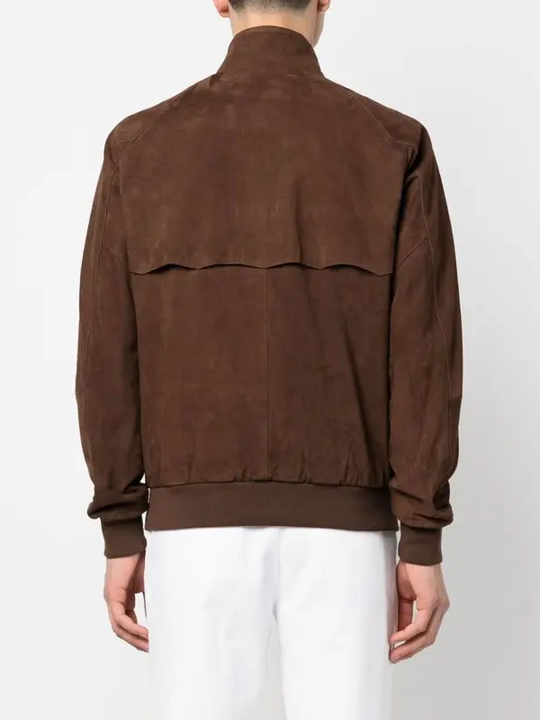 BARACUTA G9 Harrington Panelled Suede Jacket - Brown