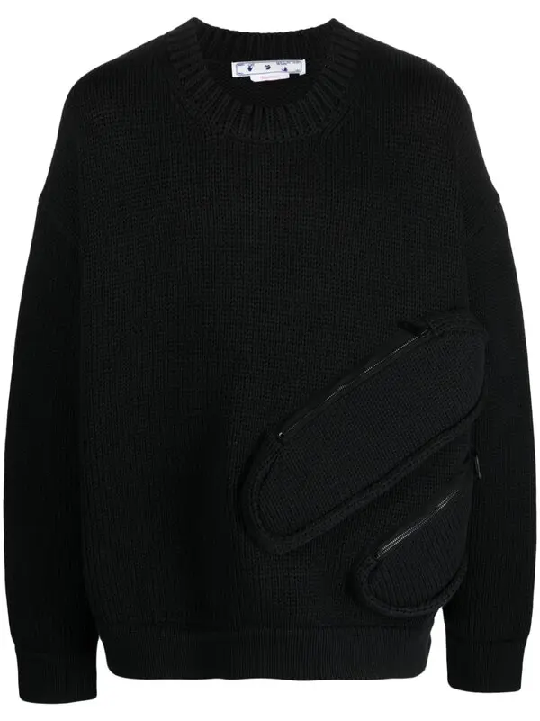 Off-White Crewneck Sweatshirt With Zip Compartment
