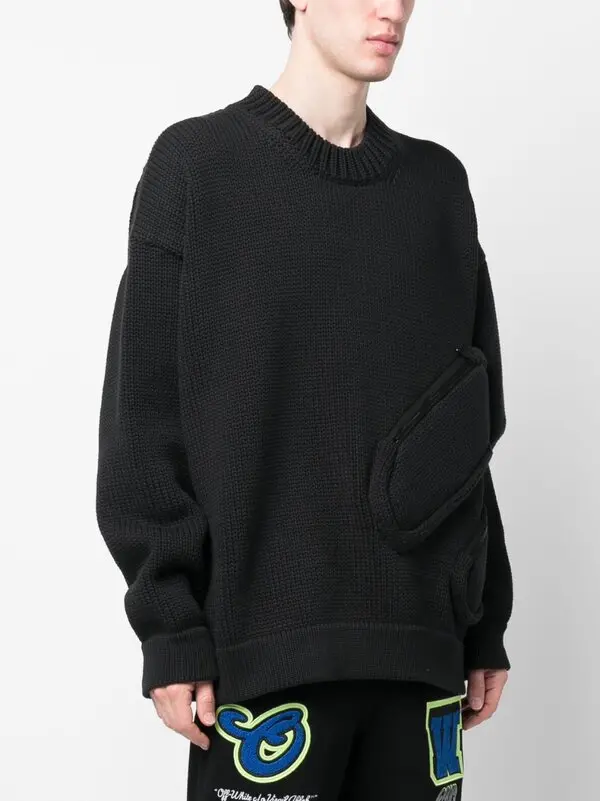 Off-White Crewneck Sweatshirt With Zip Compartment