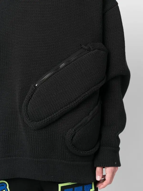 Off-White Crewneck Sweatshirt With Zip Compartment