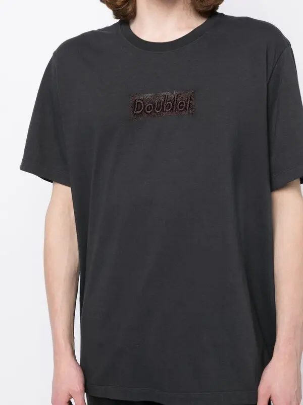 DOUBLET Logo-patch Organic Cotton T-shirt - Grey