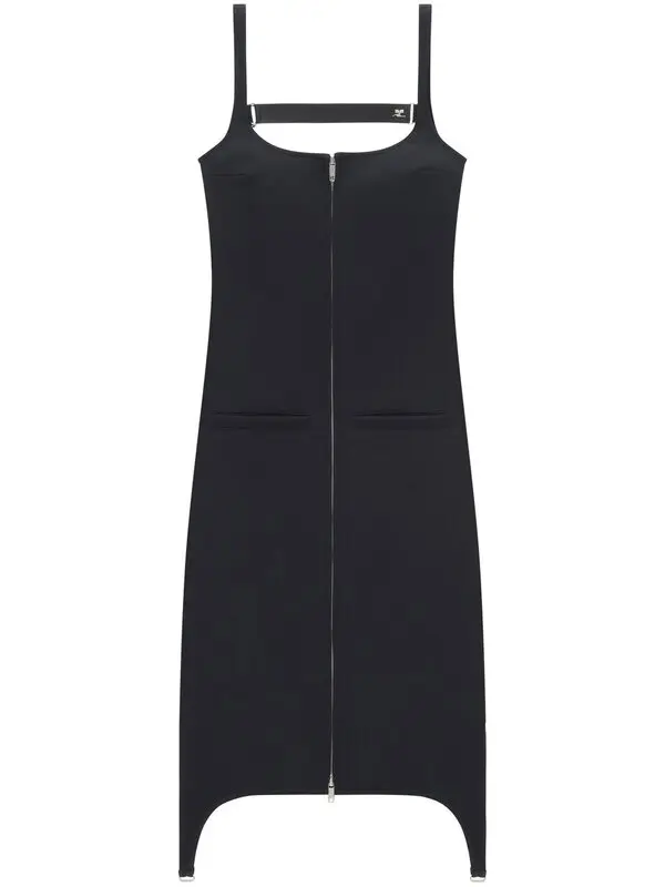 COURREGES Strap Bretelles Twill Long-dress - Black