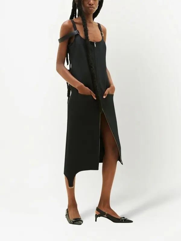 COURREGES Strap Bretelles Twill Long-dress