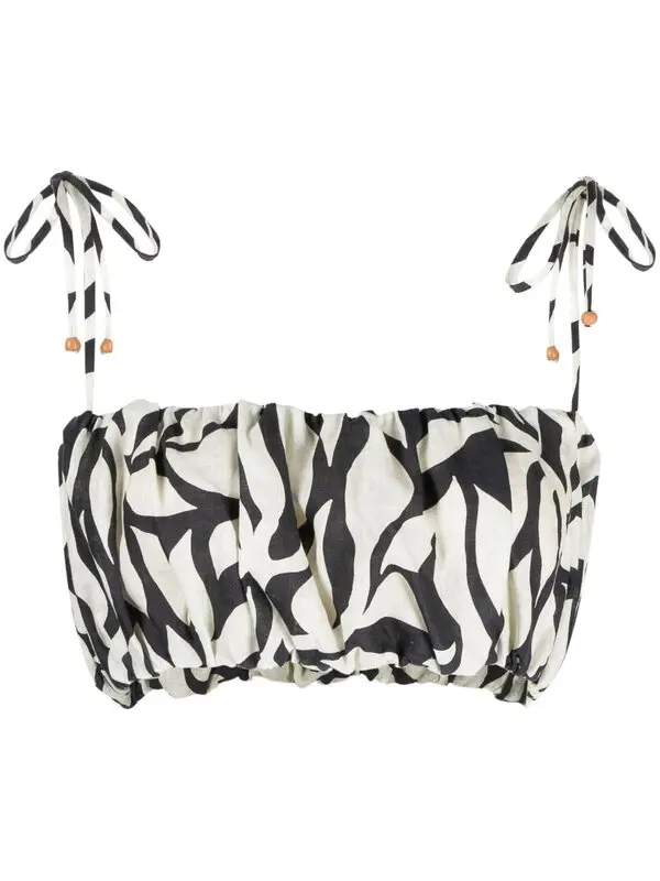 CALA DE LA CRUZ Abstract-print Crop Top - White