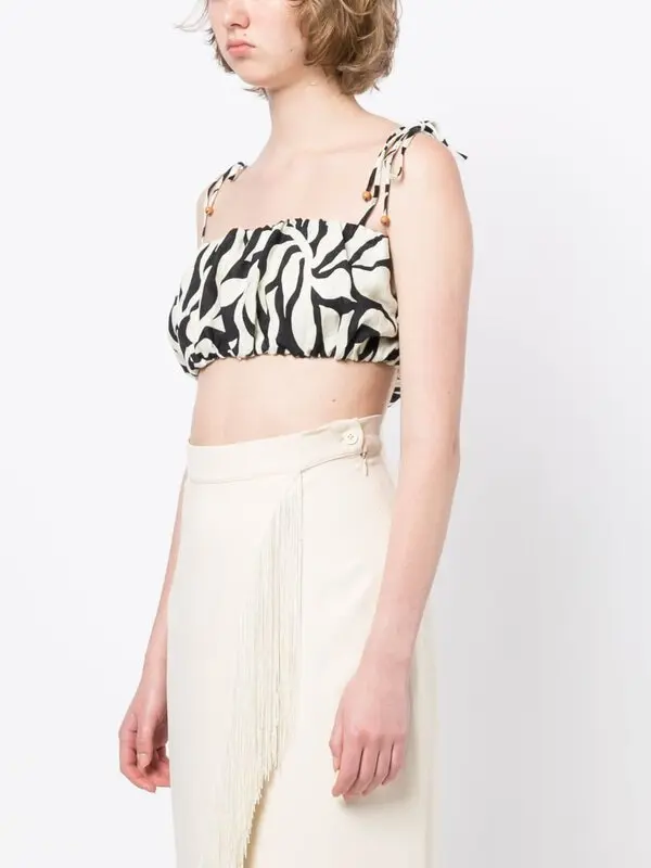 CALA DE LA CRUZ Abstract-print Crop Top