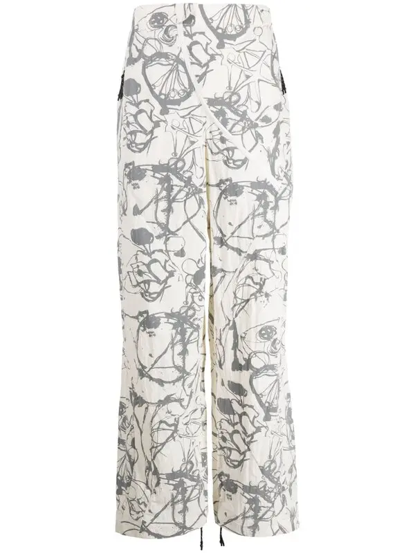 Alexander McQueen Abstract-print Straight-leg Trousers - White
