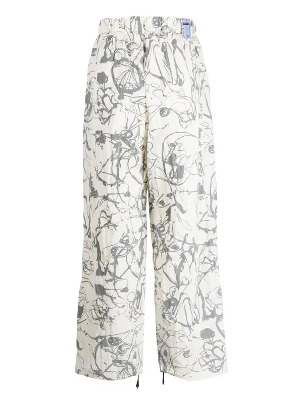 Alexander McQueen Abstract-print Straight-leg Trousers - White