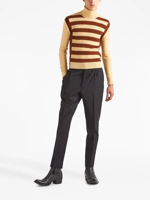 Prada Mohair-wool Tailored Trousers - Black