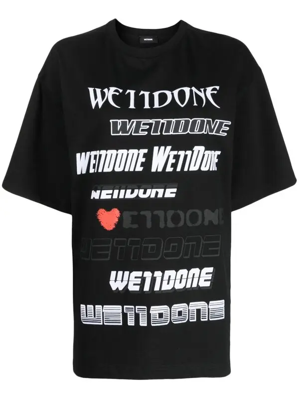 We11Done Logo-print Cotton T-shirt - Black