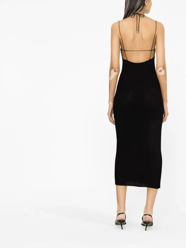 Blumarine Logo-plaque Ribbed Midi Dress