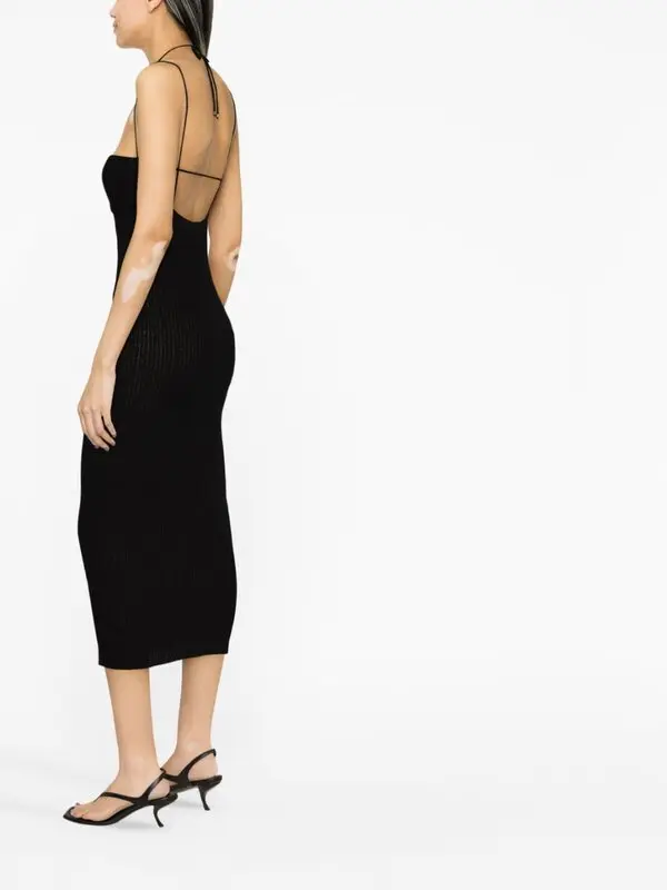 Blumarine Logo-plaque Ribbed Midi Dress