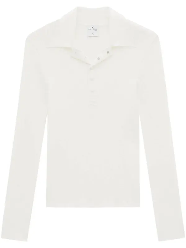 COURREGES Ribbed-knit Polo Shirt - White