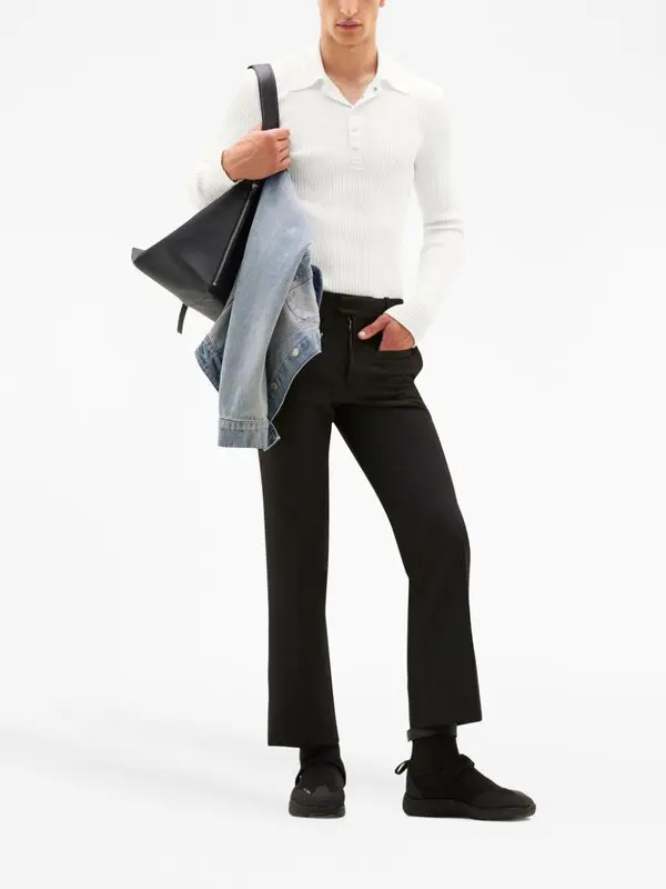 COURREGES Ribbed-knit Polo Shirt - White