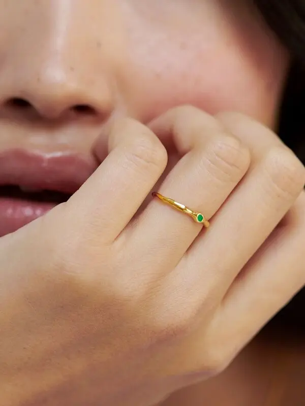 Monica Vinader Siren Onyx Stacking Ring - Gold