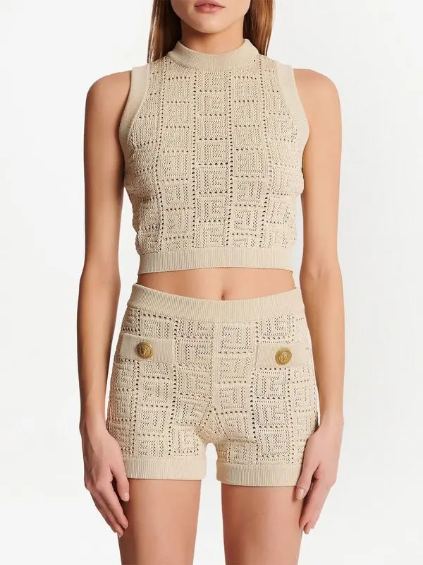 Balmain Monogram Knitted Crop Top
