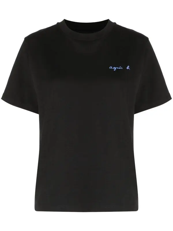 AGNES B. Logo-print Cotton T-shirt - Black