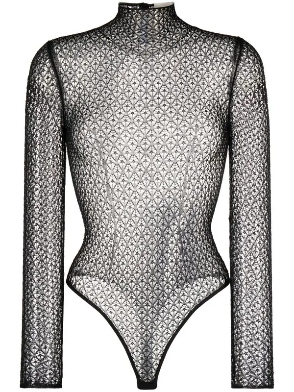 Khaite Fena Diamond-lace Bodysuit - Black