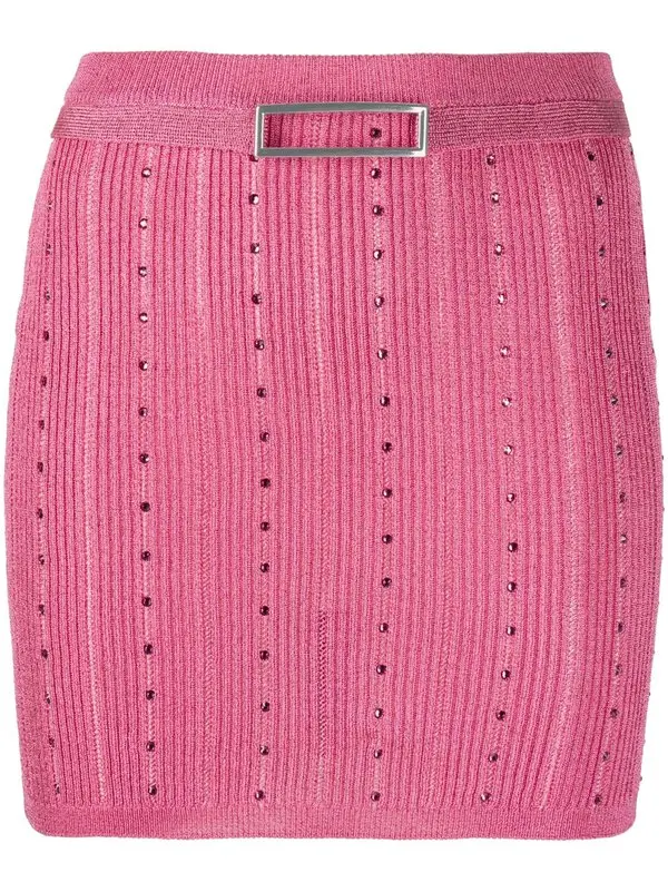 Alessandra Rich Embellished Knitted Miniskirt - Pink