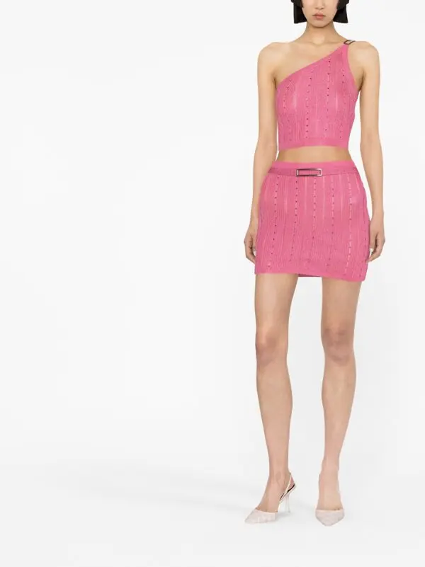Alessandra Rich Embellished Knitted Miniskirt