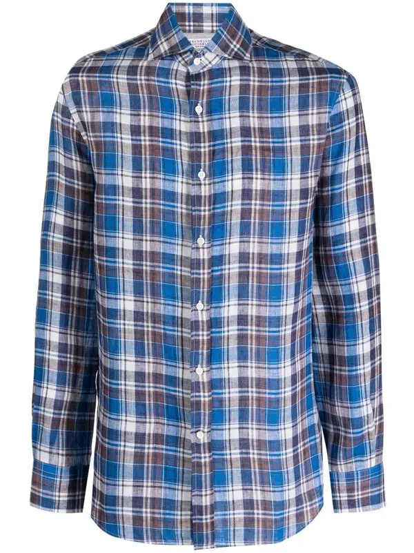 Brunello Cucinelli Check-pattern Linen Shirt