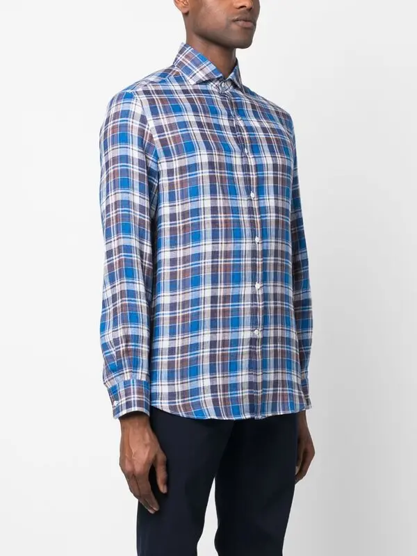 Brunello Cucinelli Check-pattern Linen Shirt