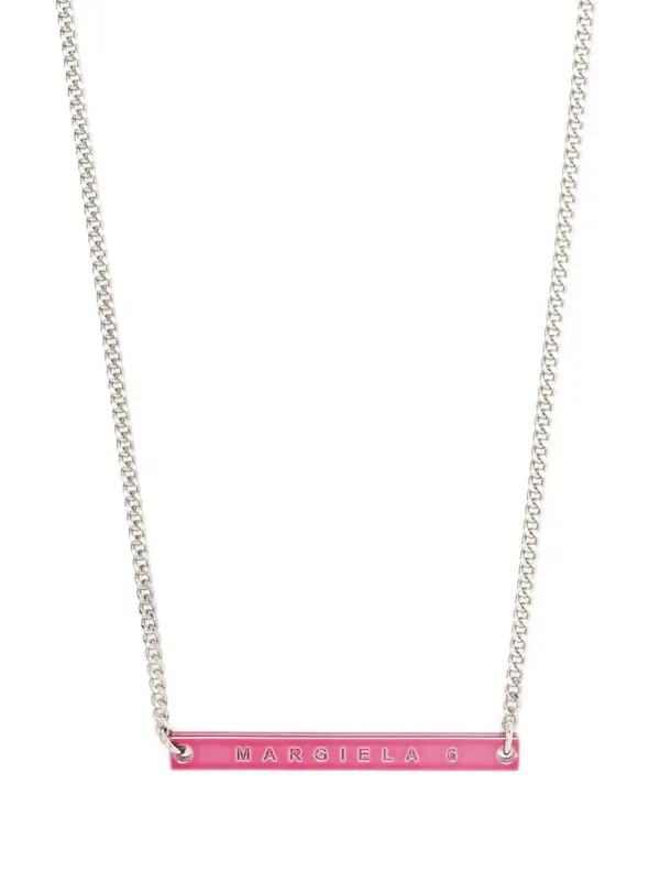 MAISON MARGIELA Logo-engraved Bar Necklace - Silver