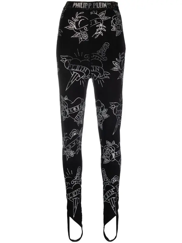 Philipp Plein Love-print Stirrup Leggings